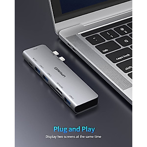 Upgrow 7-in-2 USB C Adapter with Thunderbolt 3 USB C Port, HDMI, SD, Micro SD, 3 USB 3.0 Ports for MacBook