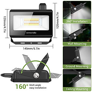 NOVOSTELLA Smart Led Flood Lights Outdoor 200w Equivalent, Halloween RGB+CW Color Changing Spotlights APP Control Stage Landscape Lights, 2700K-6500K IP66 Waterproof Uplight Wall Washer Light (4 Pack)
