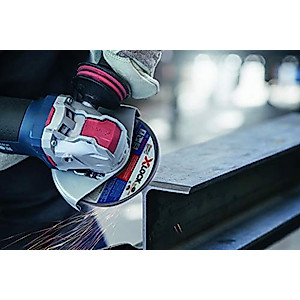 Bosch GWX10-45PE 4-1/2 In. X-LOCK Ergonomic Angle Grinder with Paddle Switch with Bosch GWX27LM450 4-1/2 In. x 1/4 In. X-LOCK Arbor Type 27 30 Grit Metal Grinding Abrasive Wheel