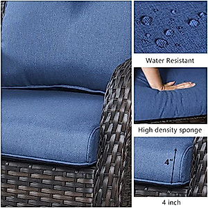 HUMMUH Outdoor Patio Furniture 7 Pieces Furniture Set Wicker Outdoor Sectional Couch with Patio Swivel Glider Chairs,Coffee Side Table,Ottomans for Patio