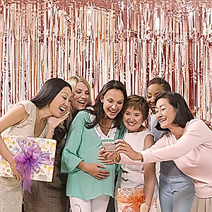 Rose Gold Baby Shower Decorations for Girl Pink Gold It’s A Girl Baby Shower Banner Rose Gold OH Baby Foil Letter Balloons Rose Gold Foil Fringe Curtains Tissue Pom Poms Honeycomb Balls by HappyField