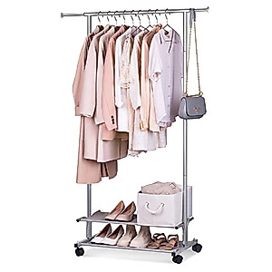 MISSLO Short Clothing Rack + 2 Shelves Clothing Racks