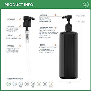 Bar5F Empty Shampoo Bottle with Pump, Black, 33.8 Ounce (1 Liter), Pack of 2