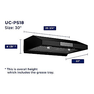 Hauslane | Chef Series 30" PS18 Under Cabinet Range Hood, Stainless Steel | Pro Performance | Contemporary Design, Touch Screen, Dishwasher Safe Baffle Filters, LED Lamps, 3-Way Venting