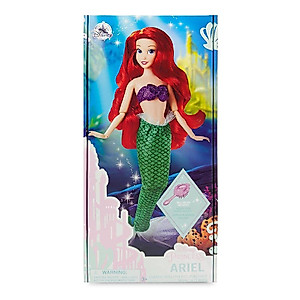 Disney Store Official Disney Princess Classic Doll (Ariel from The Little Mermaid), 11 Inches, Includes Brush with Molded Details, Fully Posable Toy in Classic Outfit - Disney Princess Toys for Girls