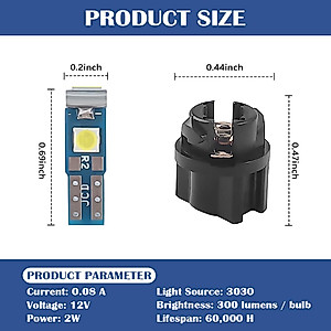 20PCS Car LED Dash Lights - Super Bright Instrument Cluster Light Bulbs with T5 37 74 LED Bulbs & Twist Lock Socket - Universal 12V LED Lights for Car Interior Accessories (White)