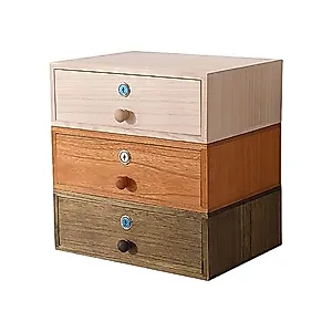 OOCCO Desktop Drawer Cabinet,Flat File Cabinet Storage,Office Supplies A4/Receipt File Organizer,Desktop Storage Box with Lockable Drawers,1/2/2 Tier with Lock (Size : 35 * 26 * 36CM/14 * 10 * 14IN)
