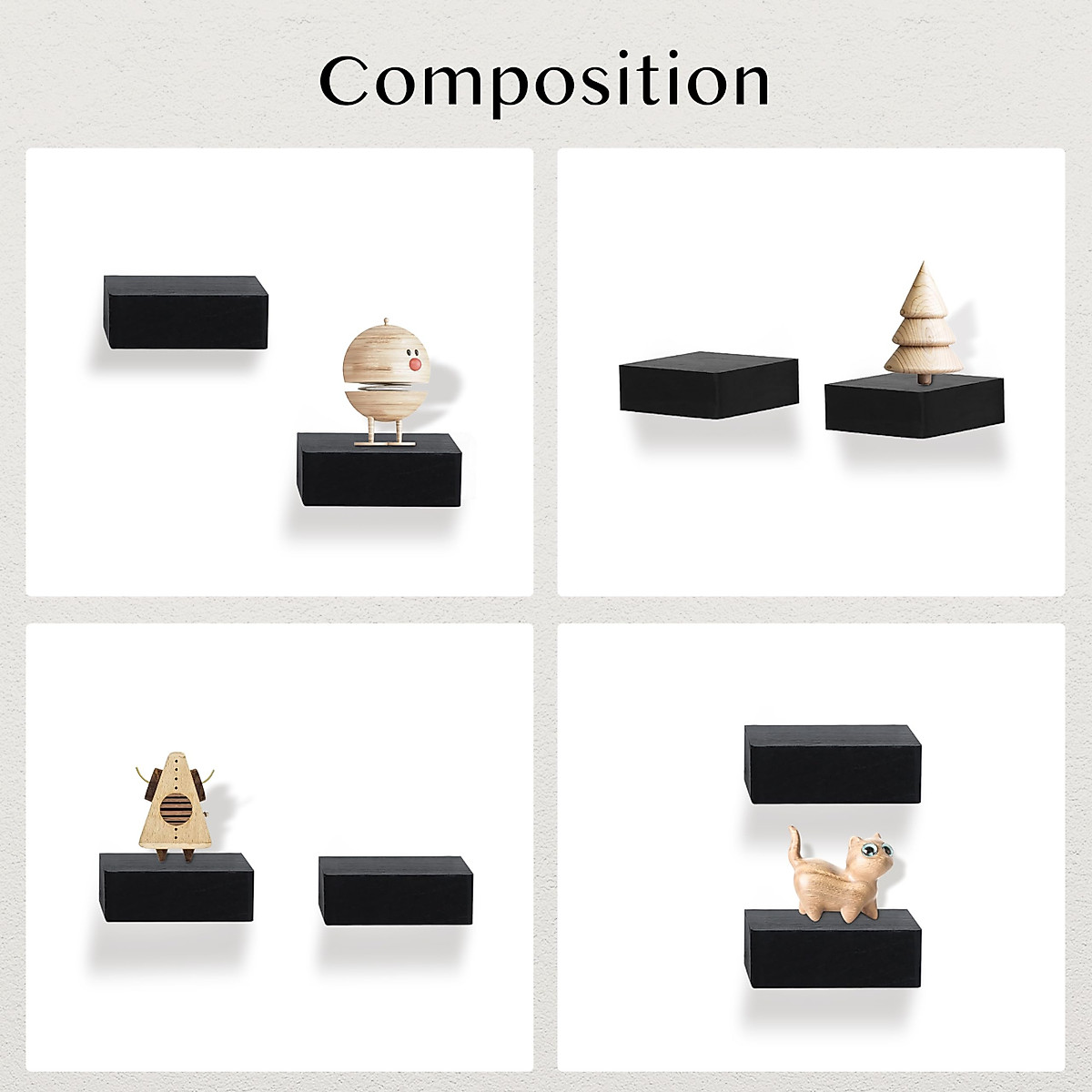 NIUBEST Small Floating Shelf for Wall,5 Inch Mini Wall Shelf,Display Plant Collectibles for Kitchen Bathroom Bedroom Living Room(Black)