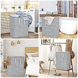 WOWBOX 100L [2 Pack] Laundry Baskets, Freestanding Laundry Hamper with Long Reinforced Handles, Large Waterproof Clothes Hamper Organizer, Collapsible Lightweight Hampers for Laundry,Clothes,Toys,Grey