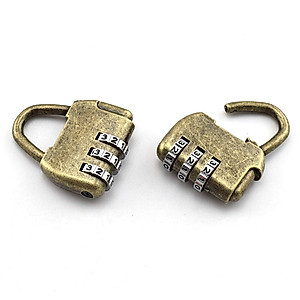 SDTC Tech 2-Pack Mini Antique Password Padlock Retro Vintage Style Handbag Shape Bronze Locks