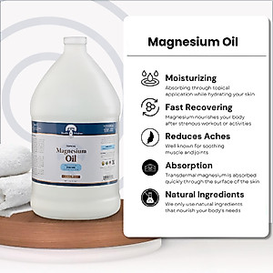 Health and Wisdom Topical Magnesium Oil - Pure Magnesium Oil, Magnesium Oil for Feet, Transdermal Magnesium Oil for Bath, Magnesium Massage Oil, Magnesium Chloride Oil, Magnesium Soak - 128 Fl Oz