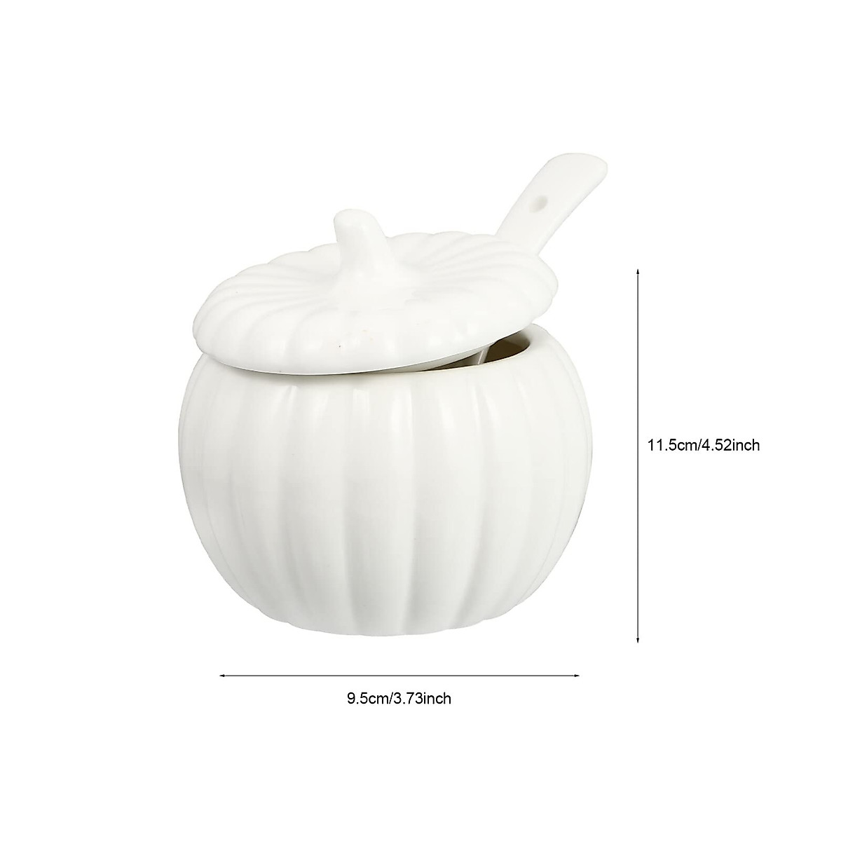 Cabilock Ceramic Soup Bowl with Lid Spoon Saucer Steamed Egg Bowl Pumpkin Shaped Dessert Pot Seasoning Jar Dip Bowl Plate Dish Kitchen Gadgets White
