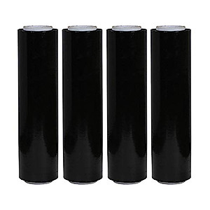 Direct Resources Stretch Wrap Industrial Strength 18 Inch Inch x 1000 Sq Ft - 80 Gauge Thick (20 Micron) Clear Cling Plastic Pallet Supplies | Durable Self - Adhering Packing Moving Packaging Shrink Film Rolls (Black, 4 Pack)