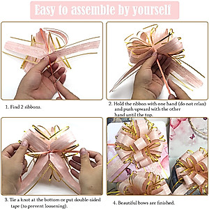 6 pcs Pull Bow Wrapping Pink Bows for Gift Wrapping Pull Bows for Wedding Baskets,Pull Bows for Gift Wrapping,6 Inches Diameter Gift Bows,Gift Baskets,Birthday Party,Valentine's Day (Pink)