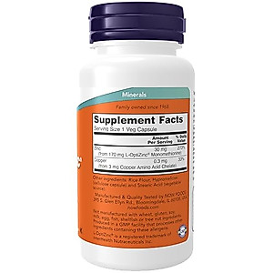 NOW Supplements, L-OptiZinc® 30 mg with Copper, Highly Bioavailable Form, Immune Support*, 100 Veg Capsules