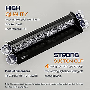 BooYu 14.8in LED Windshield Emergency Strobe Dash Light Bar 12/24V Interior Visor Deck Flashing Hazard Safety Warning Lights for Police Law Enforcement POV Trucks Vehicles [Amber/Green][12 LEDs][18W]