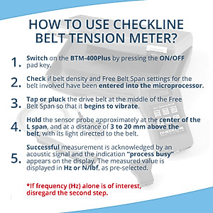 Checkline Belt Tension Checker for Vehicles & Machines - Quick & Accurate Results, 100-800 Hertz