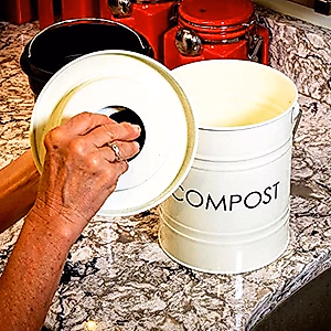 The Relaxed Gardener Kitchen Compost Bin (0.8 Gallon) - Rust Proof and Leak Proof Countertop Compost Bucket with Lid, No Smells Organic Waste Bin for Rustic Country and Farmhouse Style Kitchens