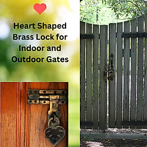 Home - Garden Brass Padlock - Lock with Keys - Working - Brass Made - Type : Small Heart - Brass Finish (51)