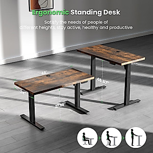 SIAGO Electric Standing Desk Adjustable - 48 x 24 Inch Sit Stand up Desk with Cable Management - 3 Memory Preset Adjustable Height Desk Computer Home Office Desk