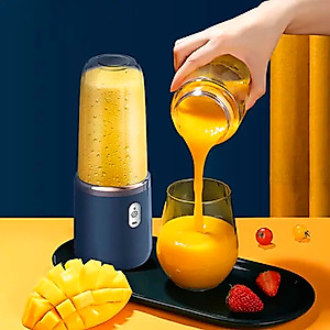 Generic Portable Blenders, 𝖯𝖾𝗋𝗌𝗈𝗇𝖺𝗅 𝖡𝗅𝖾𝗇𝖽𝖾𝗋 Smooths Blenders for Shakes Fruit Juicer USB Rechargeable with 2 Cups Small Blenders, New Handheld Blenders for Sports Travel and Outdoors (Blue), LQ-003