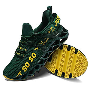 JSLEAP Men Running Shoes Walking Athletic for Men Casual Slip Fashion Sports Outdoor Shoes Dark Green,US 6.5
