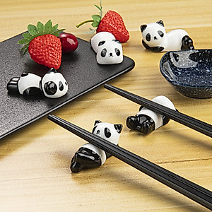 5 Pack Cute Ceramic Panda Chopsticks Rest,Chinese Paint Brush Rests,Holder Rack for Dinner Fork Spoon Knife Tableware,Decoration Home Kitchen Gift (5)