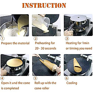 Waffle Cone and Bowl Maker, 1750W Ice Cream Cone and Bowl Baker Commercial Nonstick Waffle Iron Machine with 2PC Egg Cone Rol, for Restaurant Dessert Shop Snack Family
