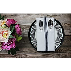 COTTON CRAFT - Scandia Stripe 12 Pack - Pure Cotton - Professional Commercial Restaurant Grade Kitchen Dish Tea Towel Cloth Napkins - Low Lint Sturdy Weave - Reusable - 16x28-30 Ounces - Charcoal