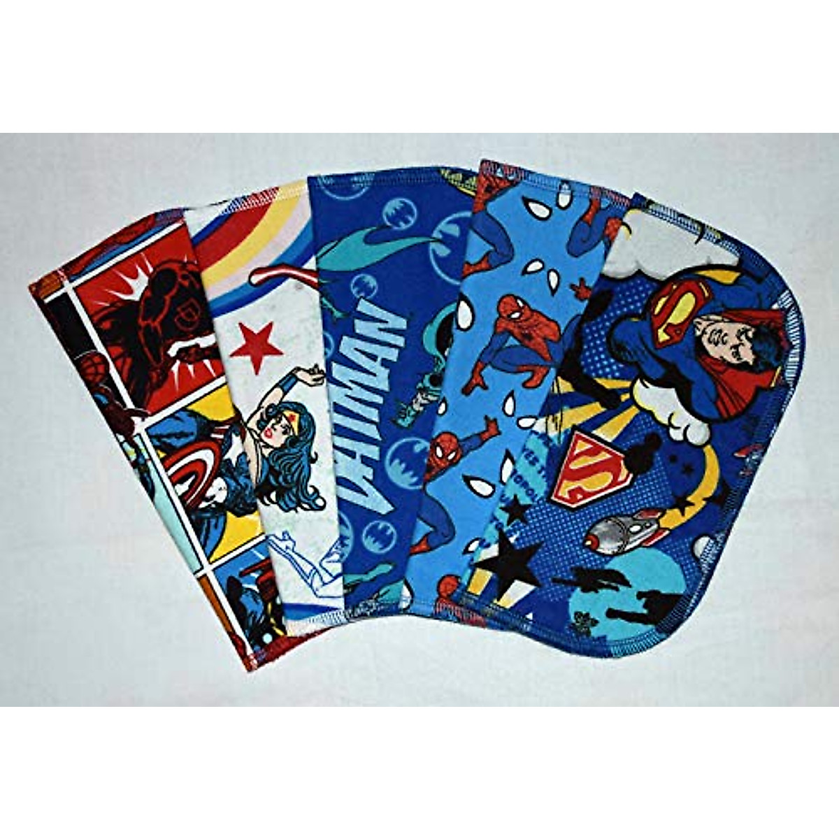 2 Ply Printed Flannel 8x8 Inches Little Wipes Set of 5 Favorite Superhero Characters