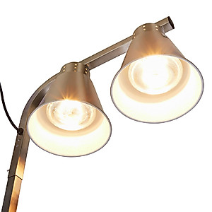 Commercial Food Heat Lamp, 2 Bulbs Food Warming Light, Portable Electric Food Warmer with Free-Standing, Stainless Steel Catering Food Warming Lamp for Restaurant Kitchen Cafeteria