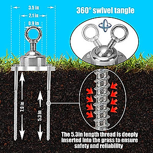 Anipaw 360° Swivel Dog Tie Out Stake, Heavy Stainless Steel Dog Anchor, Yard Stake Rust Proof Dog Tether Hold, 1500 Lbs of Pull Force, Great for Outside Yard Camping Lawn, Suit for Any Kind of Breeds