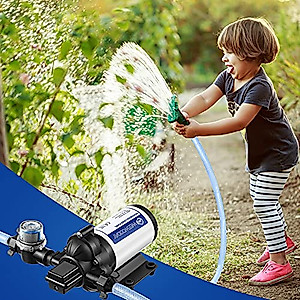 Water Pressure Diaphragm Pump Industrial 115V, Self Priming Pump 4 Gpm 45 Psi include Power Plug, Fittings Strainer Filter for Kitchen Bathroom RV Marine Yacht Caravan, Garden Hose