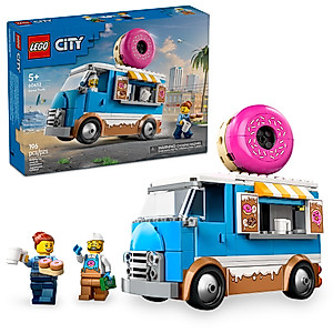 LEGO City Donut Truck Toy - Building Toy for Kids, Boys and Girls, Ages 5+ - Easter Basket Gift for Kids Mobile Donut Stand with 2 Minifigures and Other Accessories - 60452