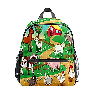 Girls Cute Mini Backpack Farm Animal Rabbit Chicken Cow Sheep Pig Horse Small Backpack School Bag Lightweight Preschool Backpacks Fashion Backpack Purse for Women Travel Bag Daypack for Girls Boys