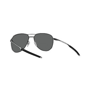 Oakley Men's OO6050 Contrail TI Aviator Sunglasses, Satin Chrome/Prizm Black Polarized, 57 mm
