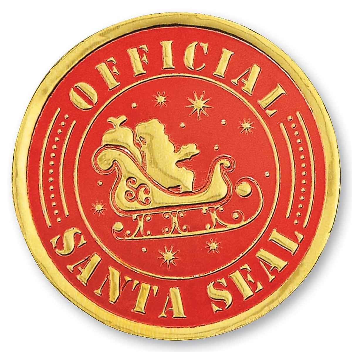 PaperDirect Embossed Gold Foil Santa Sleigh Design, Official Santa Seal, 48 Pieces