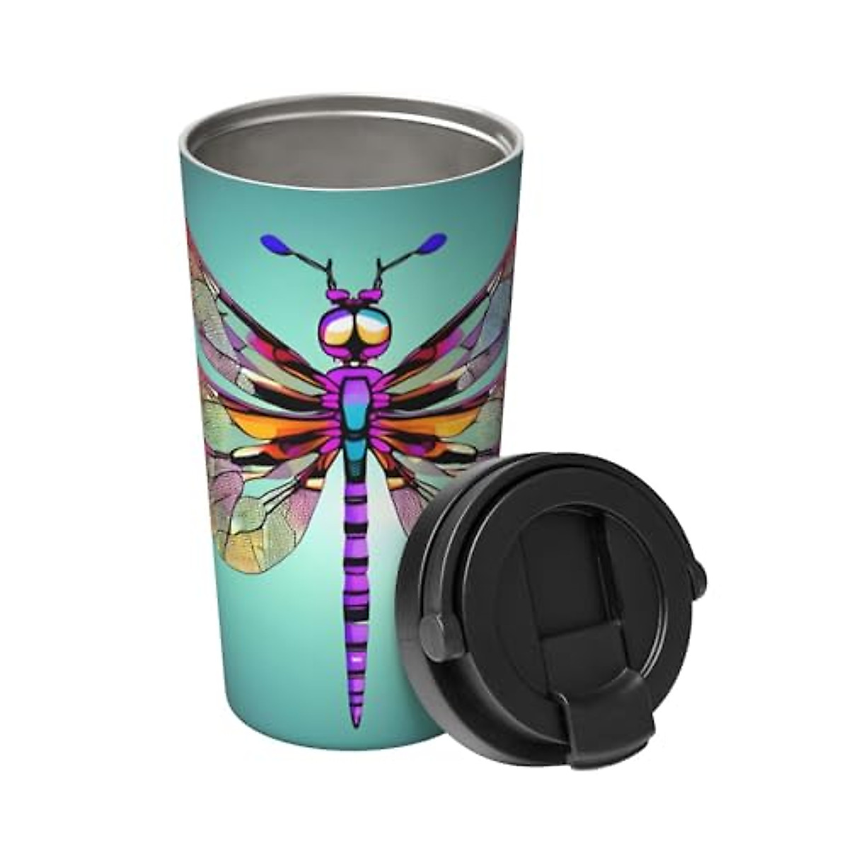 WANGXUEE Cute Dragonfly pattern Print 500ml Stainless Steel Travel Tumbler Double Wall Vacuum Insulated Coffee Mug