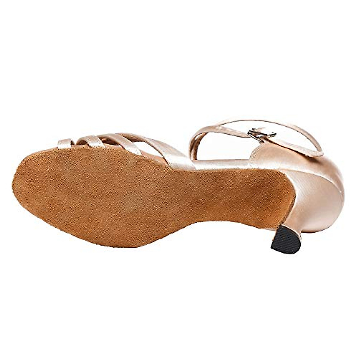 HIPPOSEUS Women's Latin Dance Shoes Satin Ballroom Party Salsa Dance Practice Performance High Heel,Nude color, 8.5 B(M) US