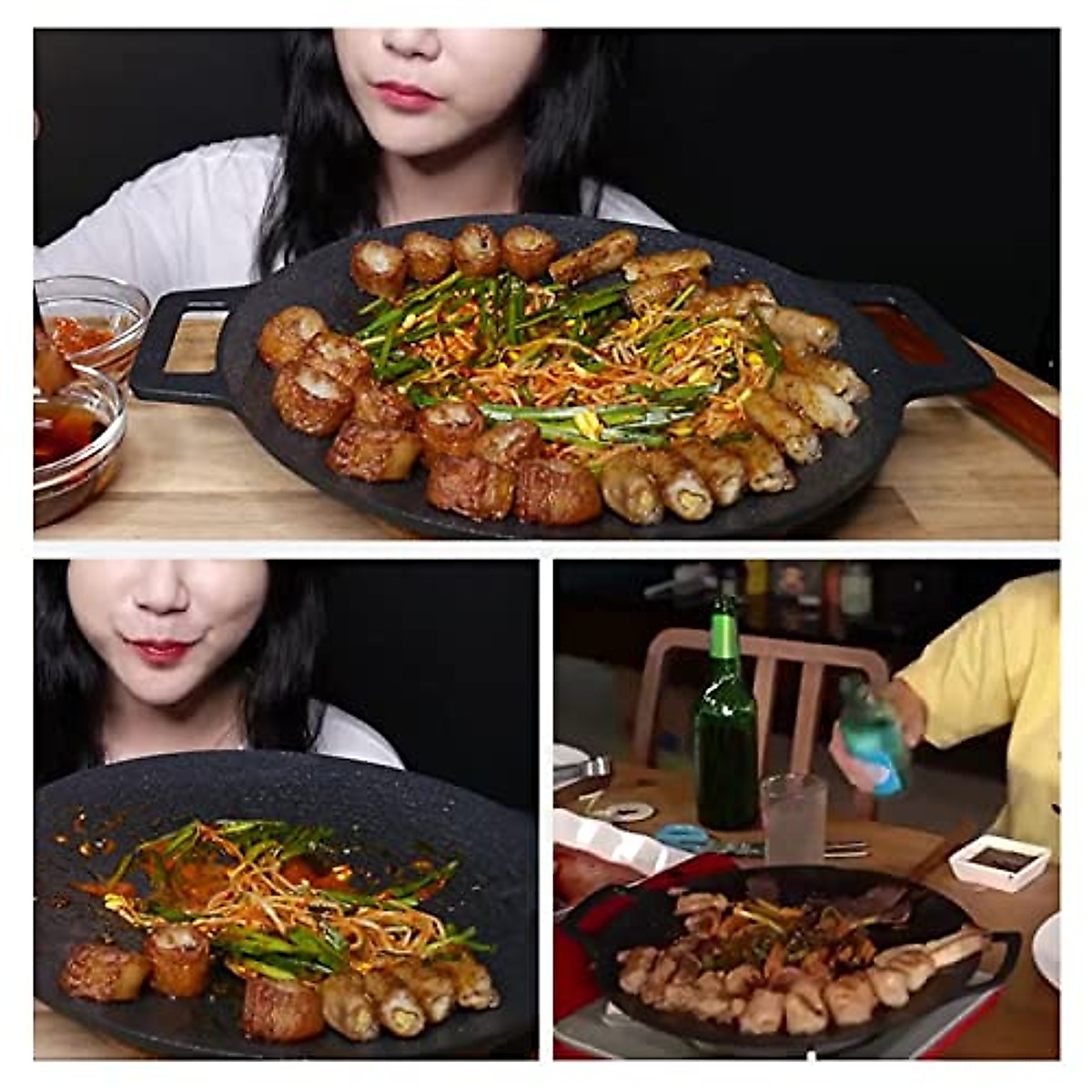 Korean BBQ Grill Non-stick Grill,Round BBQ Griddle,Barbecue Grill Non Stick Circular Frying Pan for Induction, Gas Stove(Gas stove 30cm)