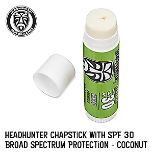 Headhunter Coconut Sport Chapstick Sunscreen SPF 30, Natural Mineral Lip Balm For Sun Protection, Lip Sunscreen For Ultra Sport Protection and Solar Defense, Reef Safe Sunblock Chap Stick (3 Pack)