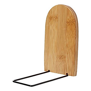 Book Ends, Nature Bamboo Bookends, Non-Skid Bookend Supports, Book Stopper for Books/Movies/CDs/Video Games (Single)
