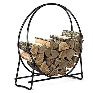 Casart Firewood Log Rack Hoop Tubular Steel Wood Storage Holder for Indoor & Outdoor (40 Inch)