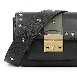 Synthetic Leather Straps Replacement Crossbody Bag Strap for Shoulder Handbags (Star Black)