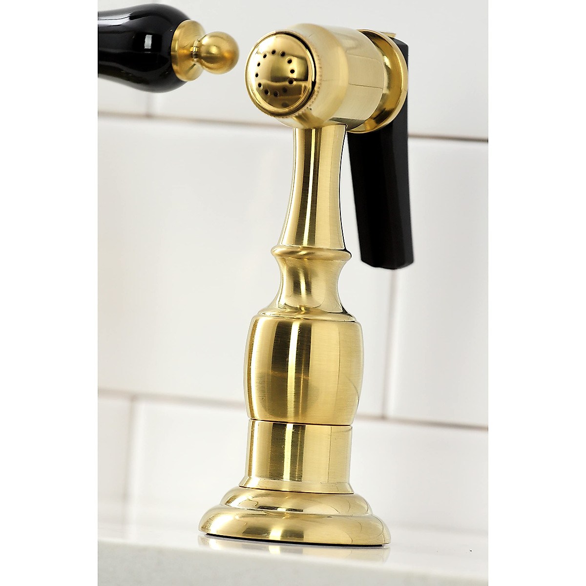 Kingston Brass KS7277PKLBS Duchess Bridge Kitchen Faucet, Brushed Brass 13.88 x 6.88 x 8.31