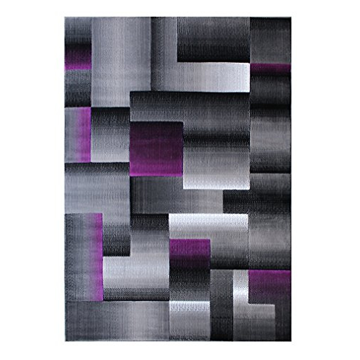 Masada Rugs, Modern Contemporary Area Rug, Purple Grey Black (5 Feet X 7 Feet)