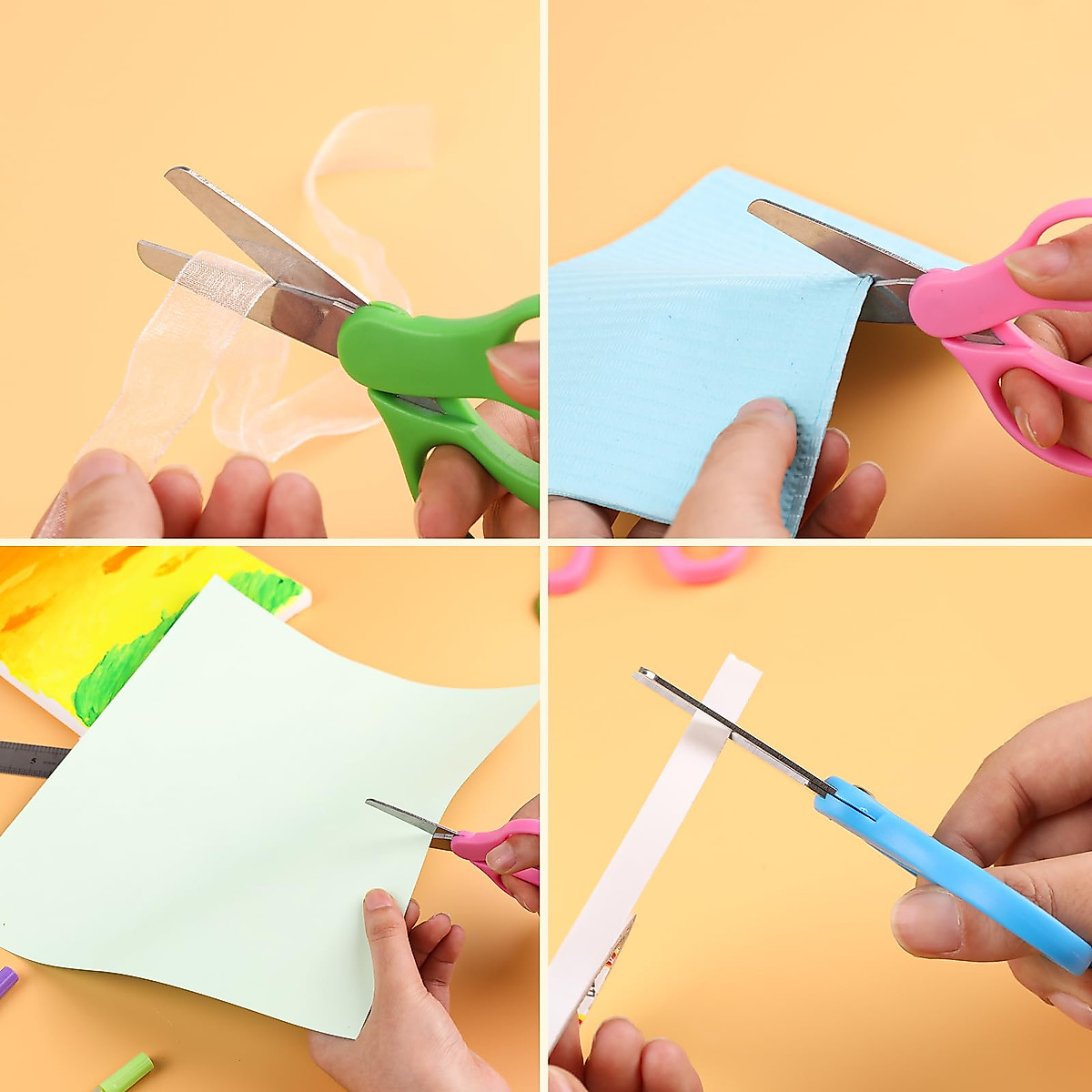 12 Packs Kids Scissors, Scissors for School, Safety Scissors, Blunt Tip Scissors, 5 Inch School Student Blunt Tip Kids Craft Scissors, Safety Comfort Grip for Children Cutting Paper