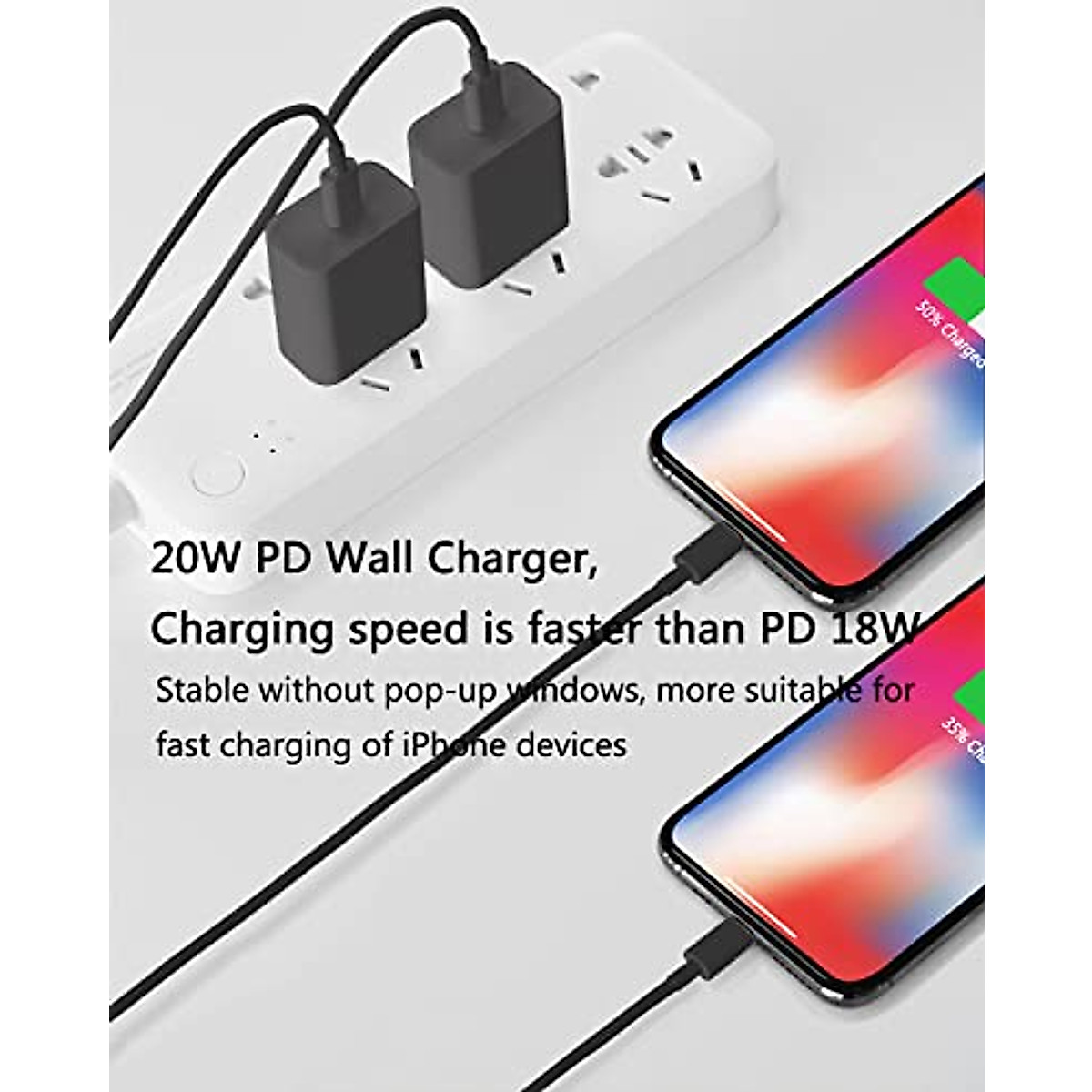 iPhone Fast Charger, [Apple MFi Certified] 20W PD USB C Wall Charger Block Power Adapter with 6FT Type C to Lightning Cable Cord for iPhone 14/14 Pro Max/13/13Pro/12/12 Pro Max/11/11Pro/XS/XR/X Black
