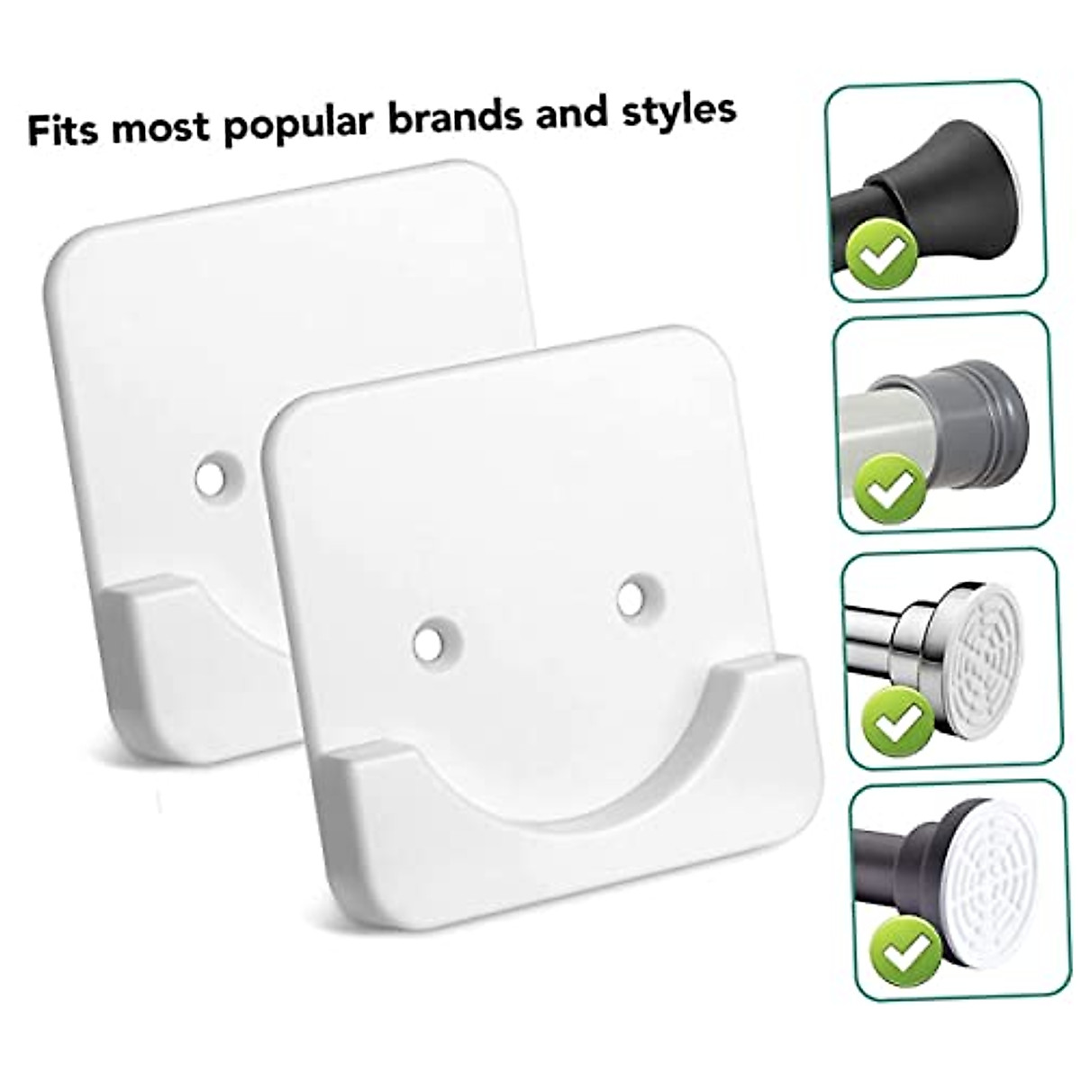 DOITOOL 6pcs Bracket Holder Heavy Duty Shower Curtain Tension Curtain Rods Circle Hooks Adhesive Curtain Rod Holder Wall- Mounted Shower Rods Holder Shower Curtain Tension Holder Fixture