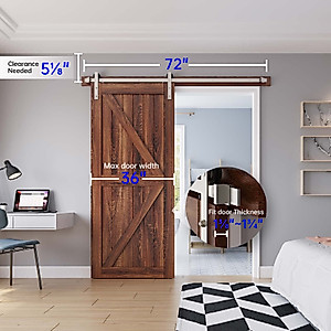 EaseLife 6 FT Brushed Nickel Sliding Barn Door Hardware Track Kit,Straight Pulley,Heavy Duty,Slide Smoothly Quietly,Easy Install (6FT Track Kit for 30"~36" Wide Single Door)
